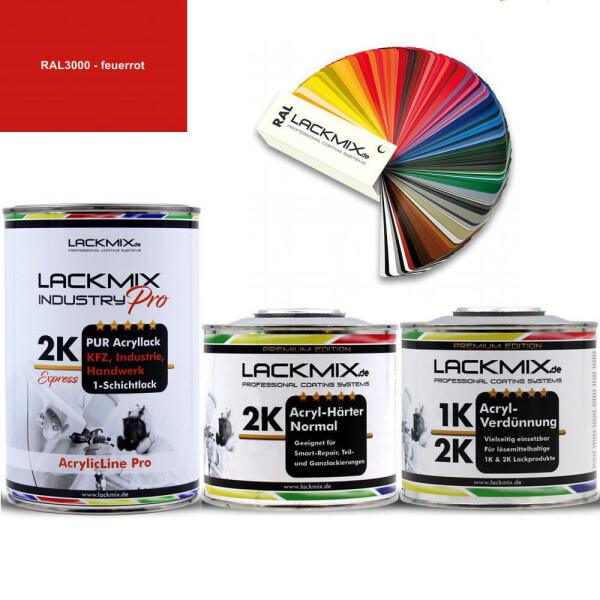 2K Lack RAL 3000 Feuerrot / RAL Acryl Express Einschichtlack / Alle M