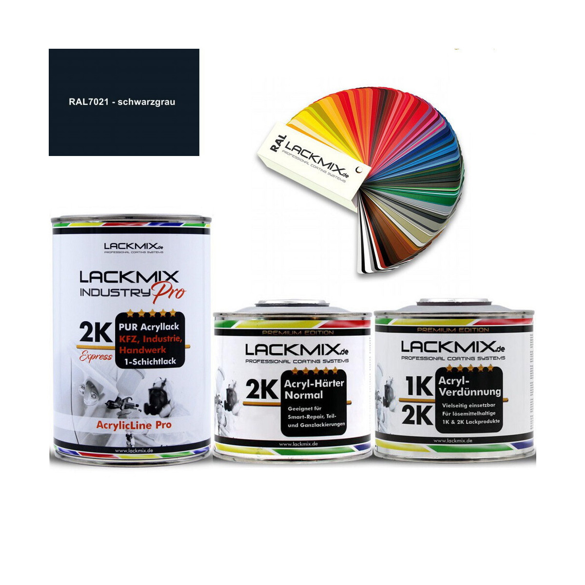 2K Lack RAL 7021 Schwarzgrau / RAL Acryl Express Einschichtlack / All