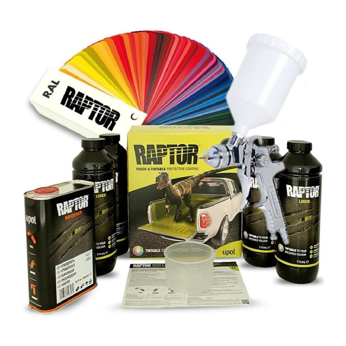 Raptor 2K Lack Beschichtung. Alle Farben n. RAL & Sets (Kit). Upol.